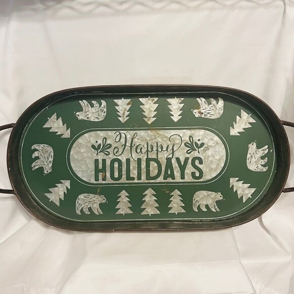 No Brand | Holiday | Happy Holiday 24 Oblong Rustic Farm House ...